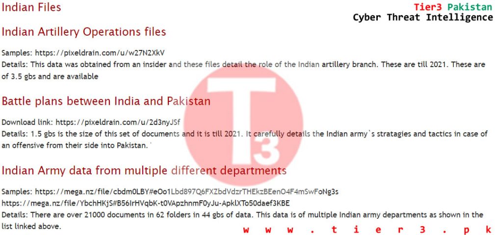 Indian Army battle plans for Pakistan - Hacked and sold on dark web.